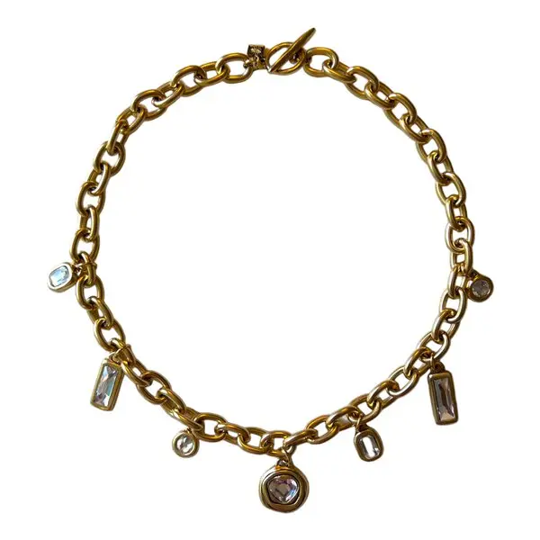 SCCOLLECTION Daisy Rhinestone Charm Necklace - Gold