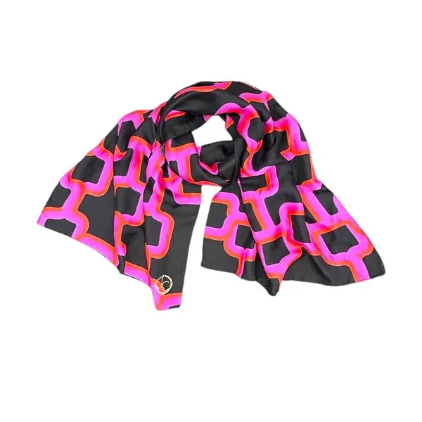JULIA CLANCEY Black / Pink Link Black Magenta Silk Scarf - Black/pink
