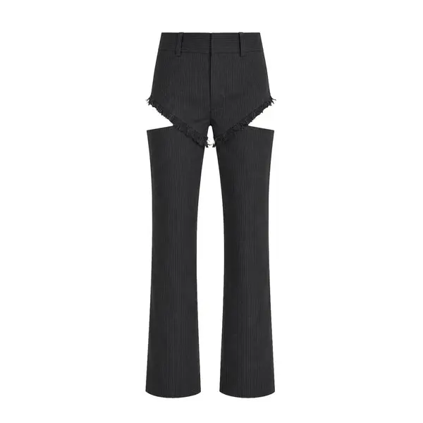 SALTEYE STUDIO Hand-frayed Dual-layered Pants - Grey