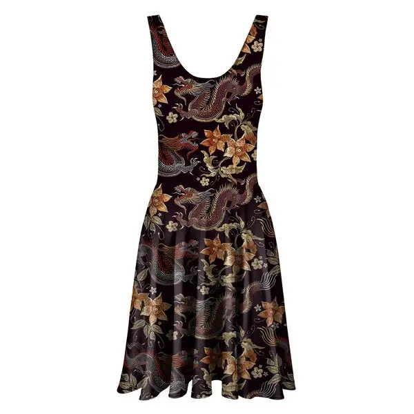 ALOHA FROM DEER Japanese Dragon Print Circle Dress