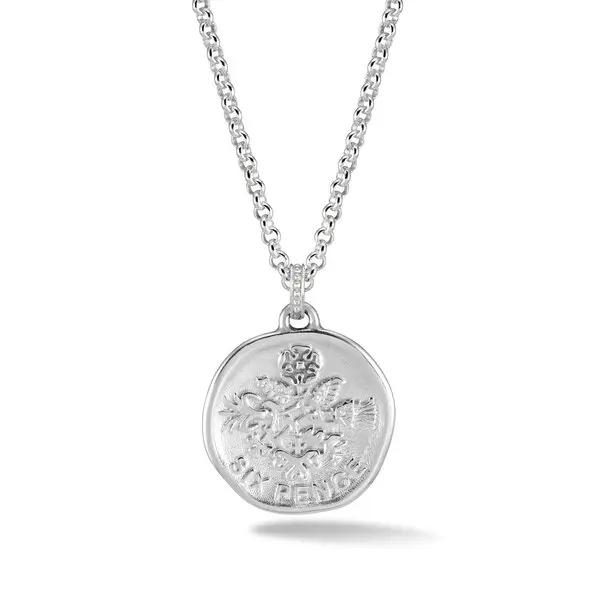 DOWER & HALL Lucky Sixpence Talisman Necklace In Sterling - Silver