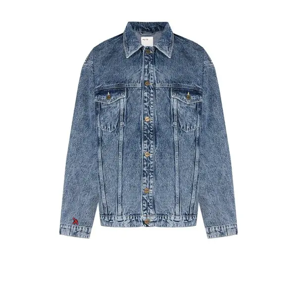 PCFG Washed Effect Denim Jacket With Metal Button Detail