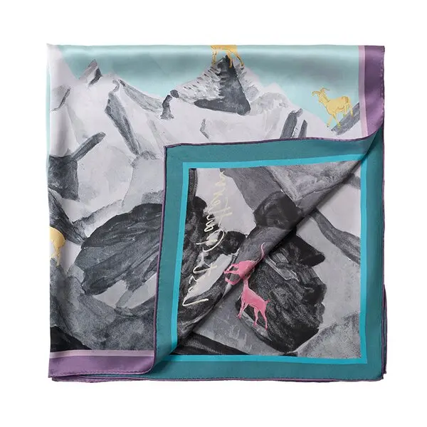 LOST PATTERN Himalaya" Large Silk Scarf - White