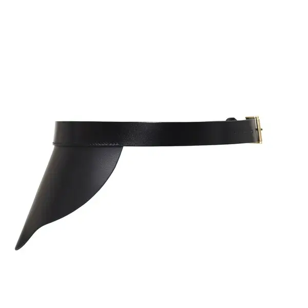 HAUTE CUIR Ivy Side Peplum Leather Belt - Black