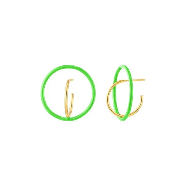 GOLD & HONEY Floating Enamel Earrings - Green/gold