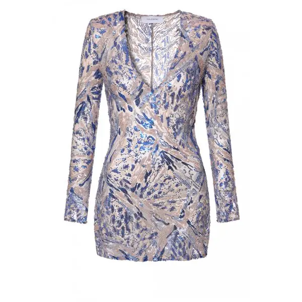 AGGI BY HALEWSKI Aira Mix Sequin Mini Dress - Blue