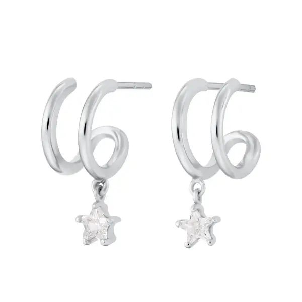 SCREAM PRETTY Illusion Hoop Earrings With Star Drop - Silver