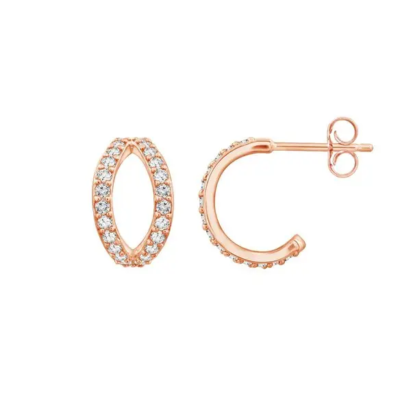 DIAMONBLISS Pave Duo Hoop Earrings - Rose Gold