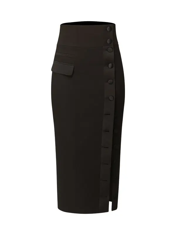 TIA DORRAINE Pencil Midi Skirt - Black