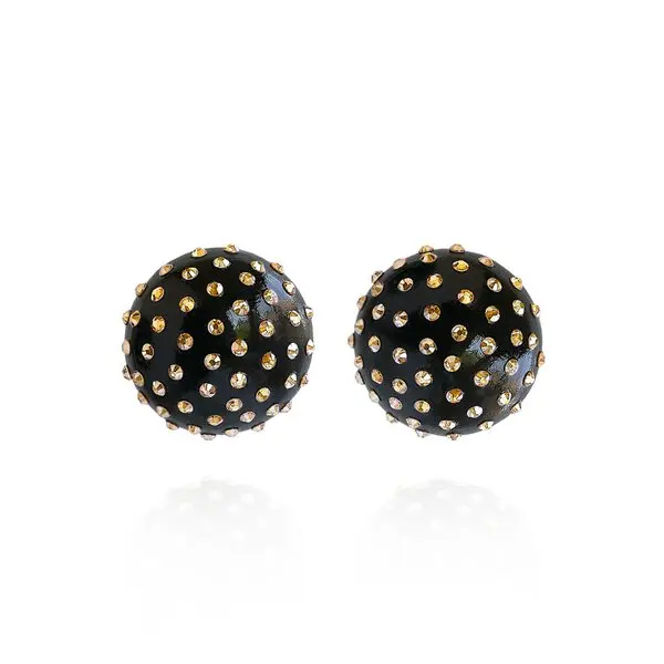 SAULE LABEL Gaia Midi Jet Stud Earrings - Gold/black