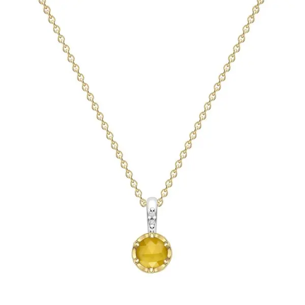 DINNY HALL November Birthstone Pendant With Lemon Quartz And Diamonds - Silver/gold/yellow
