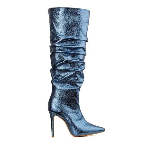 GINISSIMA Metallic Leather Boots - Blue