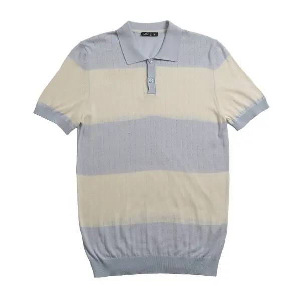 EIGHT X Blue / White Gondola Knit Polo Light Blue