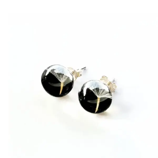 LAURA DAILI Glass Earrings With Dandelion Seeds - Black/silver