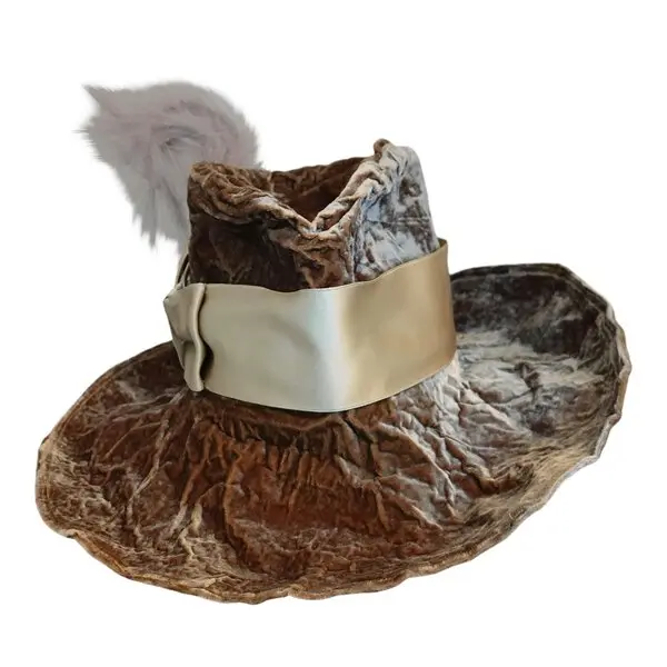 ROMER MILLINERY Morphy Whiskey Velvet Fedora With Feather Clip - Brown