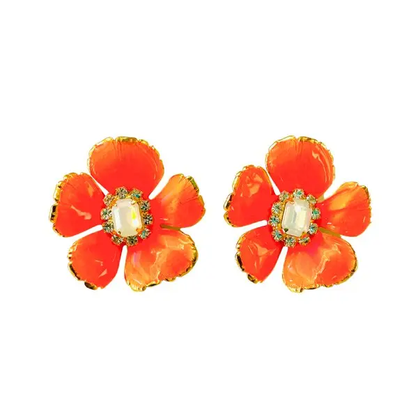 THE PINK REEF Floral Stud Earrings - Yellow