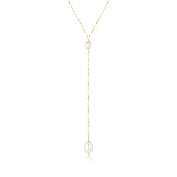 SET & STONES Gold Freshwater Pearl Lariat Necklace - Gold/white