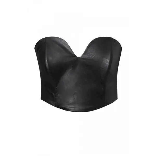 AGGI BY HALEWSKI Lara Vegan Leather Corset - Black
