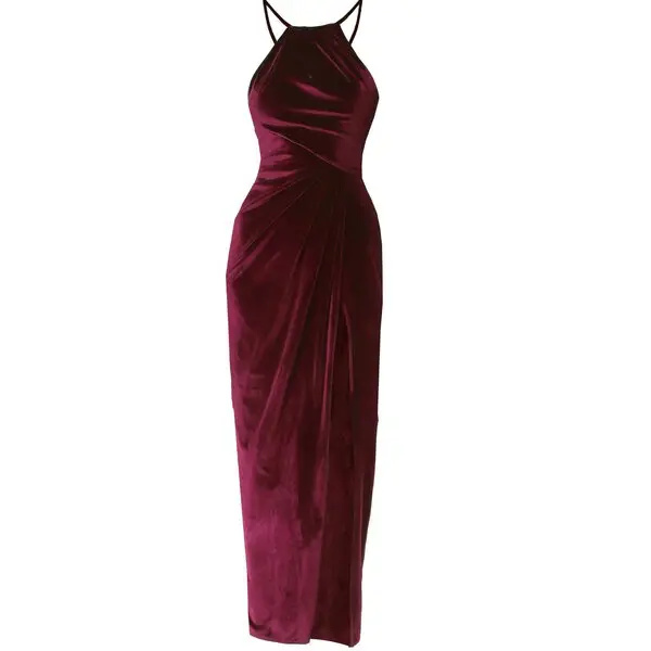 ANGELIKA JOZEFCZYK Velvet Draped Fitted Dress
