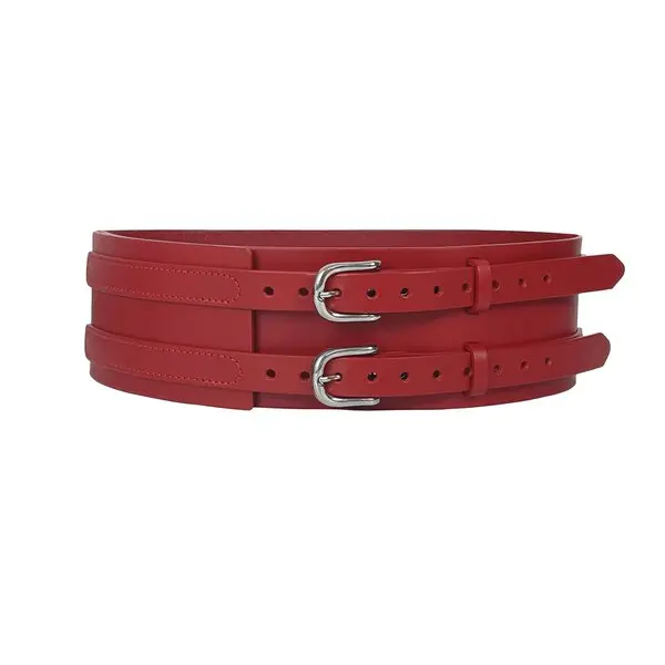 HAUTE CUIR Patrician Wide Leather Belt - Red