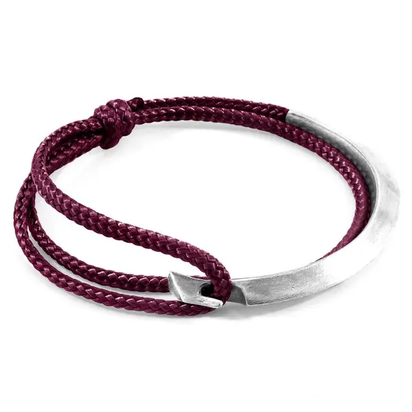 ANCHOR & CREW Hove Silver & Rope Bracelet - Purple