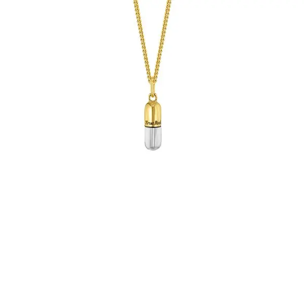 TRUE ROCKS Mini Pill Pendant Necklace - Gold/silver