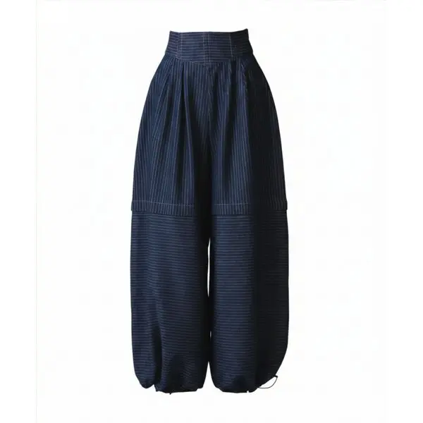 OFUURE Denim Pinstripe Convertible Pants - Blue
