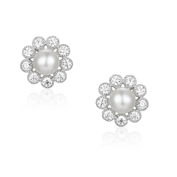 SANTINNI Coronet Freshwater Pearl Earrings - Silver