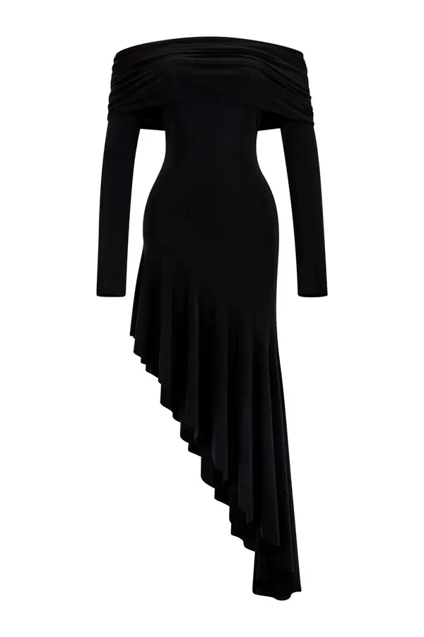 GROWNY Florencia Off-the-shoulder Dress - Black