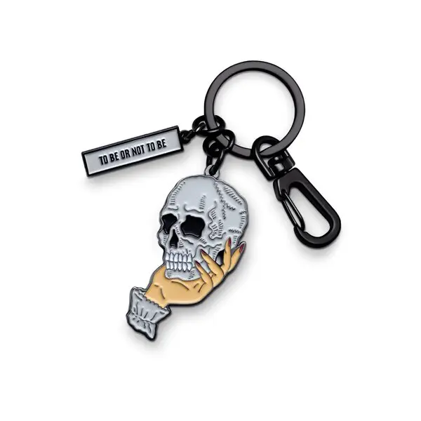MAKE HEADS TURN Keychain & Bag Charm With Brass And Enamel Pendant - White/black