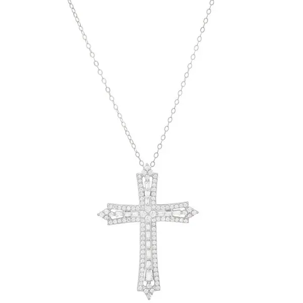KYLIE HARPER Sterling Art Deco Cross Pendant Necklace - Silver