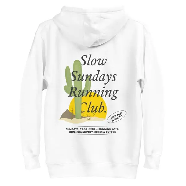 ANCHOR & CREW Cactus Slow Sundays Running Club Cotton Blend Hoodie - White