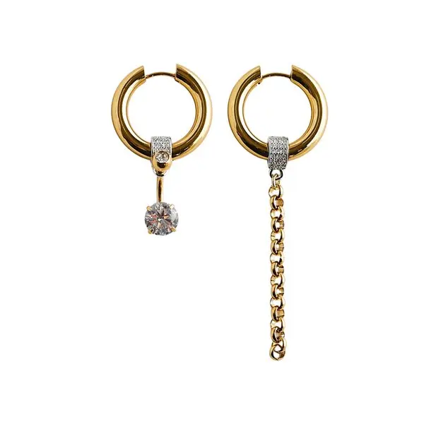 KIREI Gold / Silver Frost Modular Asymmetric Hoop Earrings - Gold/silver