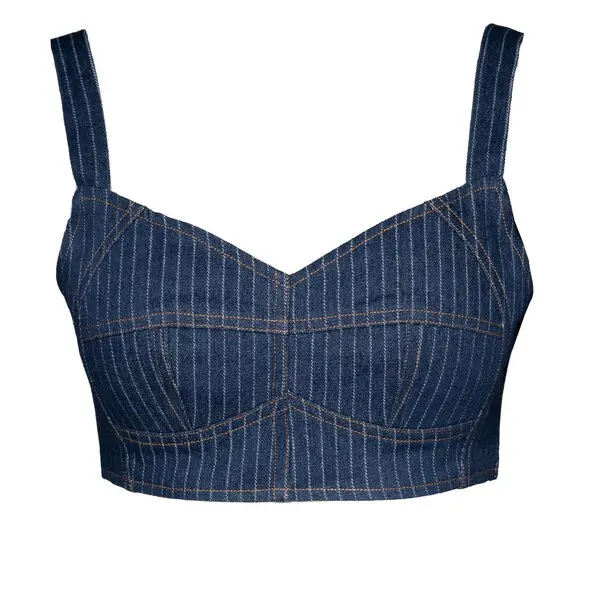 OFUURE Denim Pinstripe Serena Crop Top