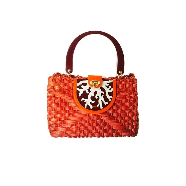 GISSA BICALHO Handmade Straw Bag With Acrylic Detailing - Red