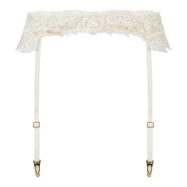 BELLE-ET-BONBON Ivory Bisoux Bridal Suspenders With Crystal Embellishments - White