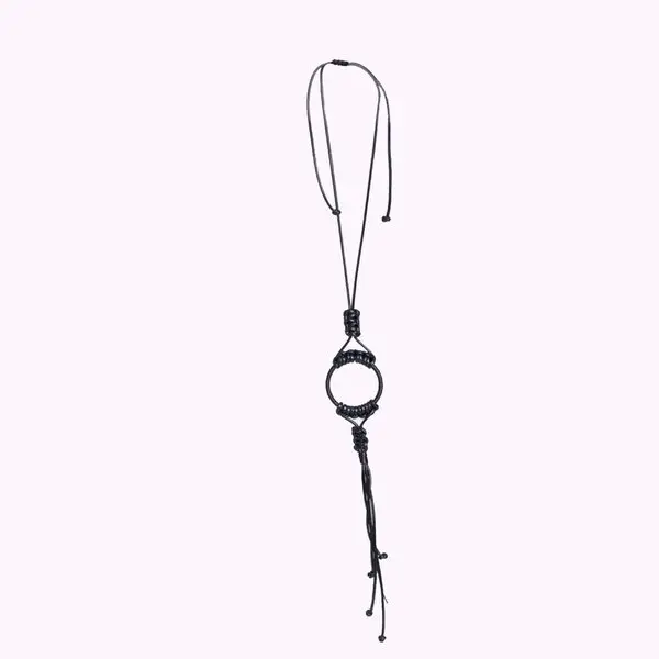 METAMORPHOZA Braided Rope Pendant Necklace - Black