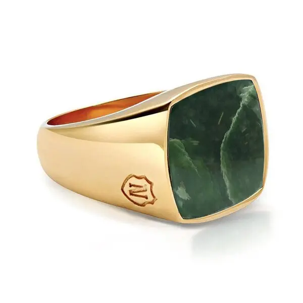 NIALAYA JEWELRY Signet Ring With Turquoise Stone - Gold/green