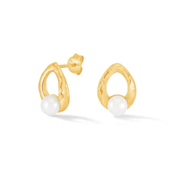 DOWER & HALL Gold Vermeil Waterfall Pearl Stud Earrings - Gold/white