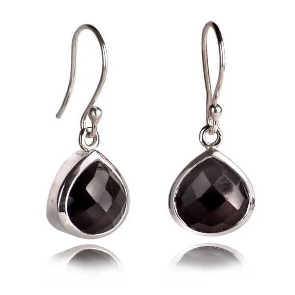 THE JEWELLERY STORE LONDON Pear-shaped Black Onyx Dangle Earrings - Silver/black