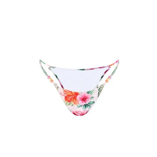 BELLETAGE SWIMWEAR The Pau Bikini Bottom - White/green/pink