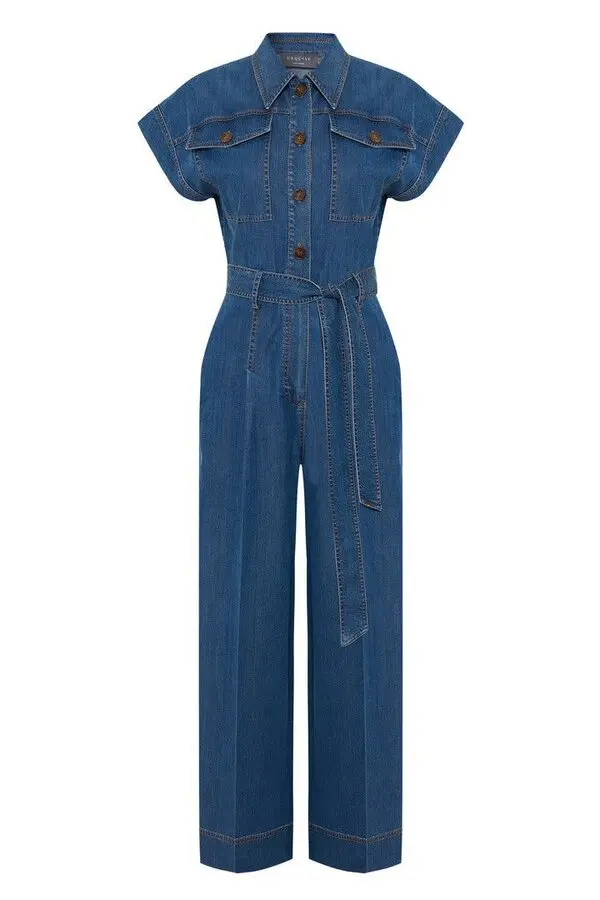 EXQUISE Regular Wide-leg Josephine Jumpsuit - Blue