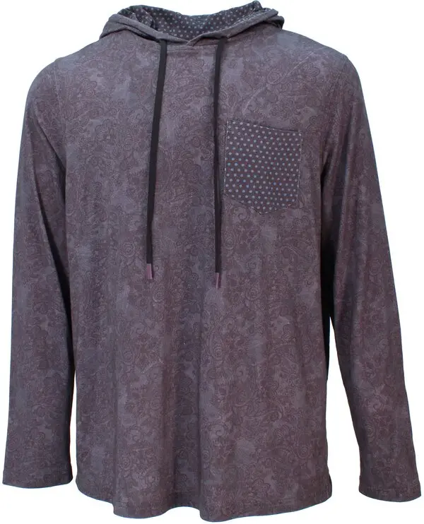 LORDS OF HARLECH Paisley And Polka Dot Print Hoodie - Black/grey