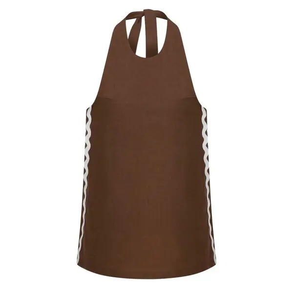 THISISU COLLECTION Wavy Trim Linen Top