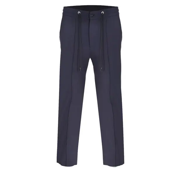 DAVID WEJ Plain Loose Fit Drawstrings Trousers - Blue