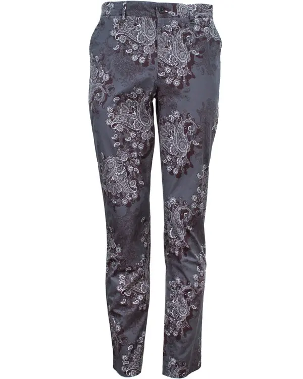 LORDS OF HARLECH Charles Random Paisley Trousers - Black/grey