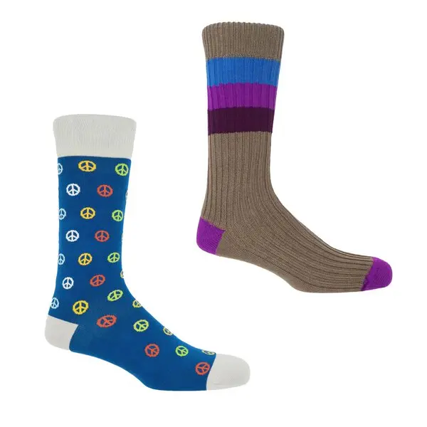 PEPER HAROW - MADE IN ENGLAND Chopper Fawn & Peace Socks Bundle - Blue