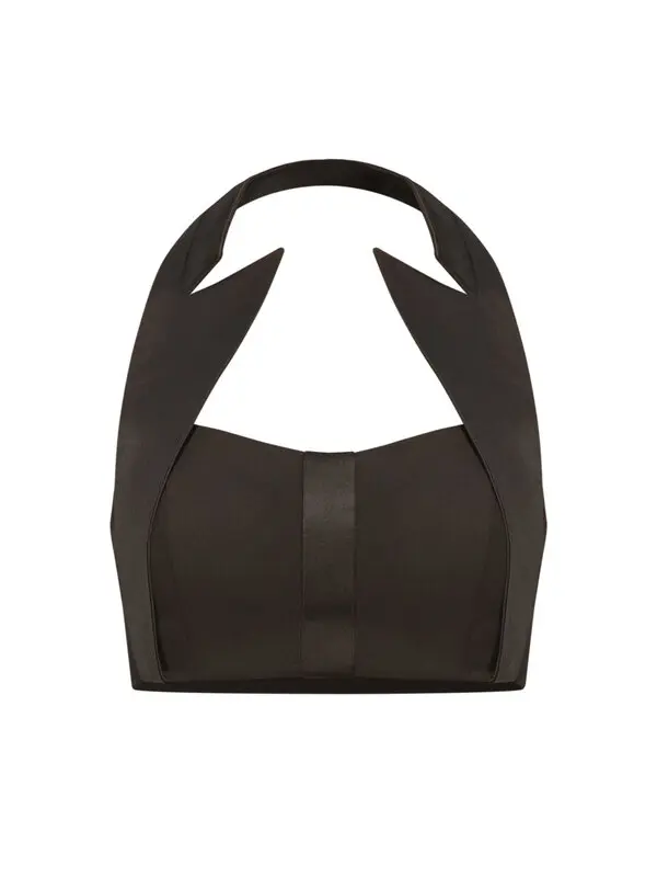 TIA DORRAINE Femme Fatale Cropped Bustier Top - Black