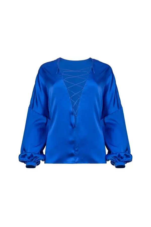 HELENE GALWAS Ivana Satin Silk Blouse