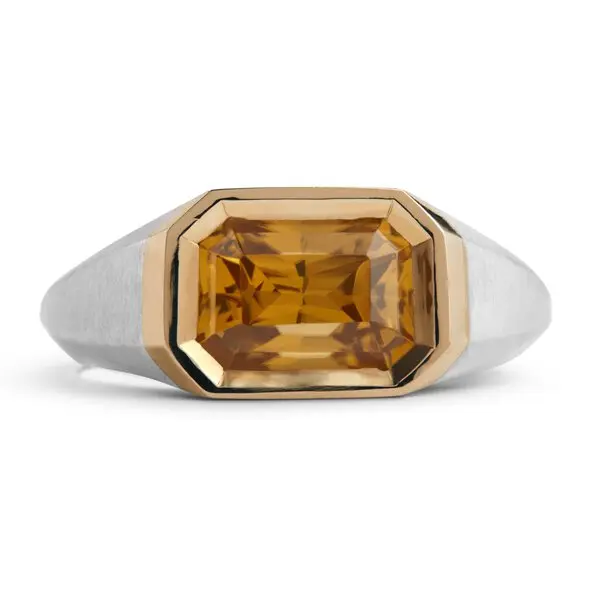 KASUN LONDON Signet Ring With Sri Lankan Zircon - Silver